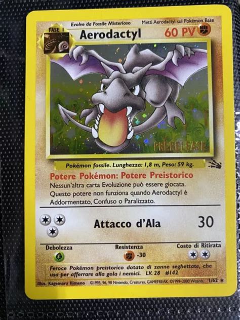 Carta Pokemon Aerodactyl Set Fossil Ita Holo Italiano 162 Prerelease