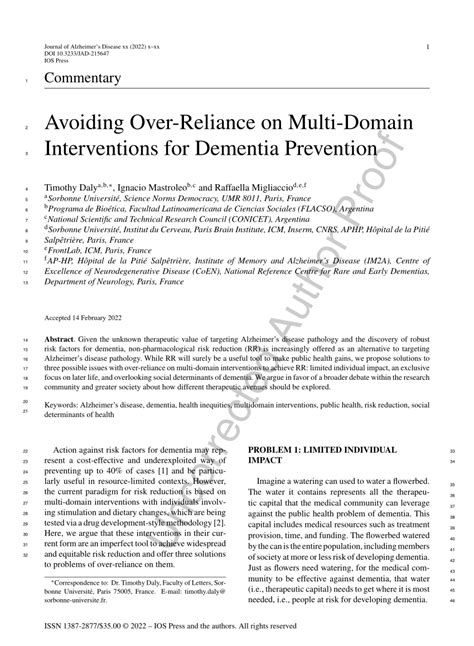 Pdf Avoiding Over Reliance On Multi Domain Interventions For Dementia