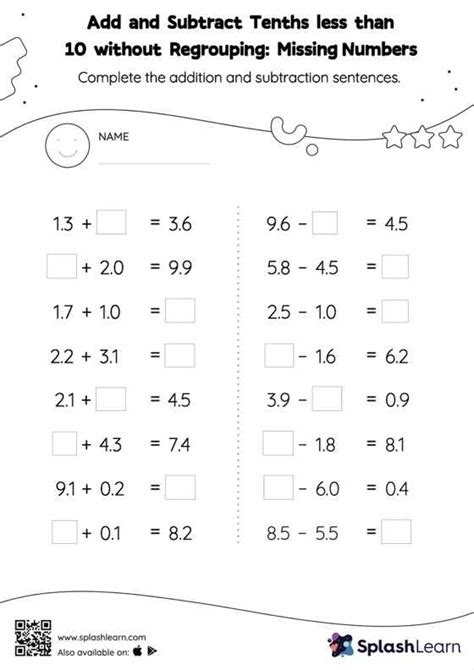 Add And Subtract Tenths Less Than 10 Without Regrouping Missing