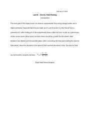 Physics Lab 1 Electric Field Plotting Docx February 8 2016 Lab 1 Electric Field Plotting
