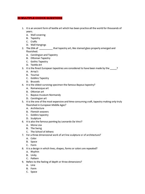 50 Multiple Choice Questions Pdf