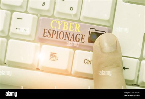 Writing Note Showing Cyber Espionage Business Concept For Obtaining