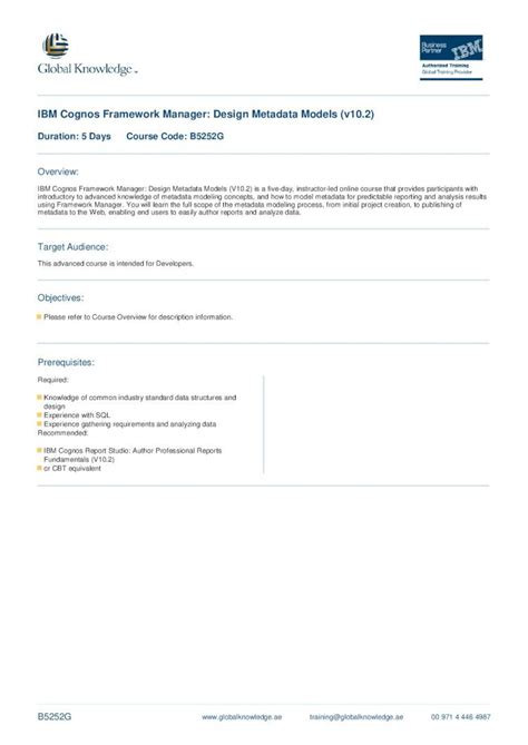 PDF IBM Cognos Framework Manager Design Metadata Models IBM Cognos Framework Manager