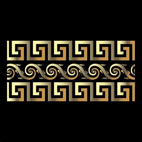 Gold Greece Ancient Style Ornamental Border Patern With Waves Greek
