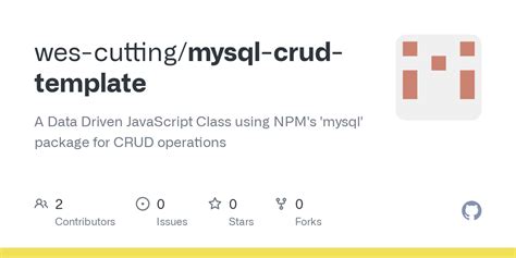 GitHub Wes Cutting Mysql Crud Template A Data Driven JavaScript Class Using NPM S Mysql