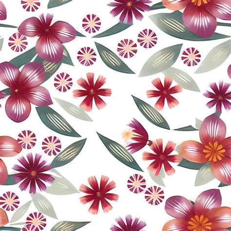 Premium Ai Image Floral Seamless Repeat Pattern Design Flowers For