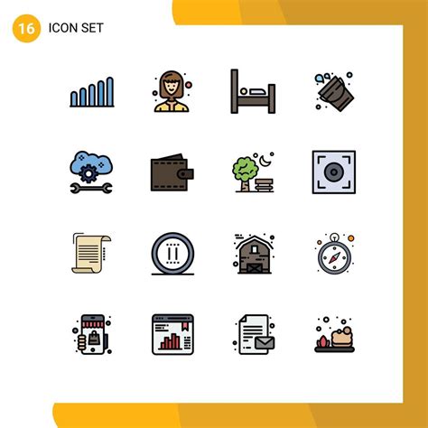 Set Of 16 Modern Ui Icons Symbols Signs For Cloud Sync Settings Cloud