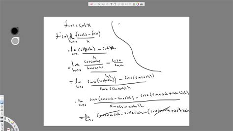 Find The Derivative Of Fx Cot X Using Definition Of Derrivative Youtube