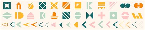 Set Of 44 Simple Geometric Shapes And Arrows Random Icon Elements For
