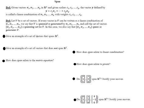 solved given vector v1 v2 vp in rn and given scalars