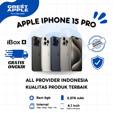 Jual Great Ip 15 Pro 128gb 256gb Second Bekas Mulus Normal Fullset