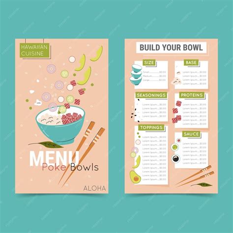 전통적인 포크 그릇이 있는 레스토랑 메뉴 템플릿 무료 벡터