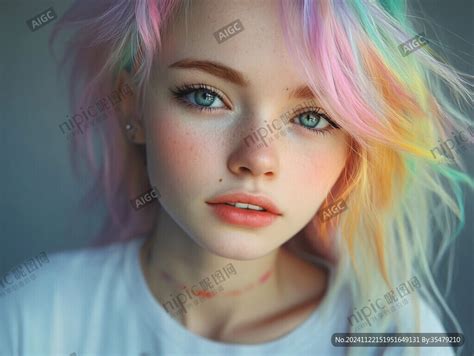 Ai创作图粉色头发少女 写实少女 3d效果女孩 粉发少女 数字肖像插画 绚丽欧美 Hdr绘画 Cg绘画作品 炫酷冷暖色晕染 唯美彩虹女孩 Poly风格 多彩梦幻 粉色头发女孩 色彩与情绪 高清