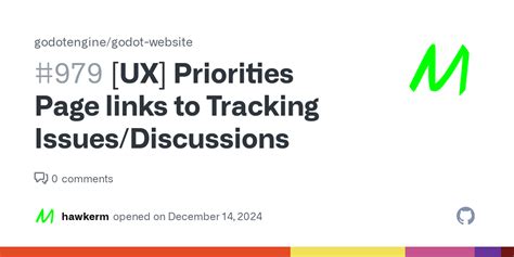 Ux Priorities Page Links To Tracking Issuesdiscussions · Issue 979 · Godotenginegodot