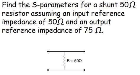 Solved Find The S Parameters For A Shunt 50Ω Resistor