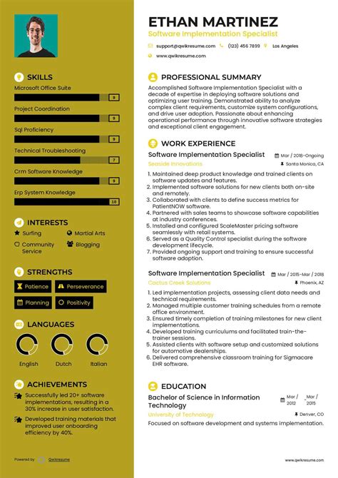 Software Implementation Specialist Resume Samples Templates For
