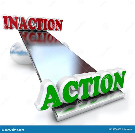 Action Vs Inaction Words On Balance Comparison Royalty Free Stock Image