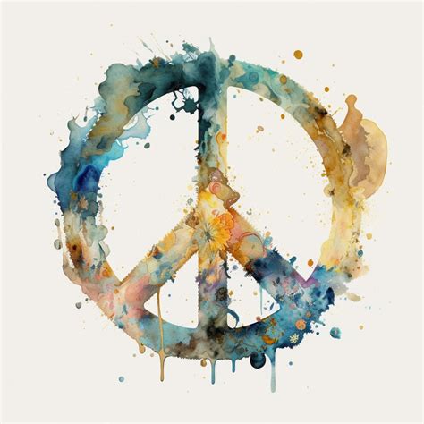 Premium Photo There Is A Peace Sign Painted In Watercolor On A White