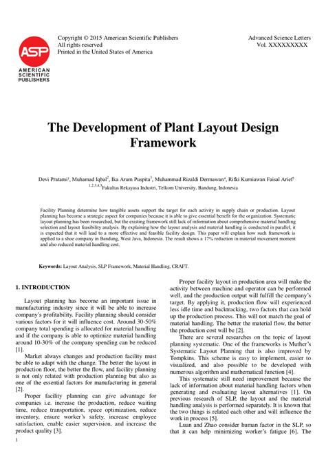 Pdf The Development Of Plant Layout Design Framework
