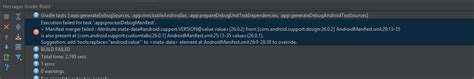 Android Manifest Merger Failed For Using The Latest Version Of