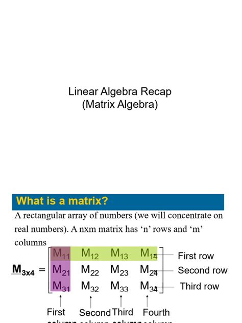 Matrix Review Pdf Matrix Mathematics Mathematical Objects