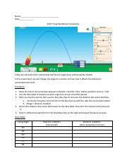 ProjectileMotionSimulationusingPHET Pdf Name Date PHET Projectile Motion Simulation