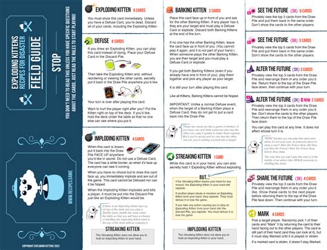 Exploding Kittens Field Guide Instructions For Recipes For Disaster Game
