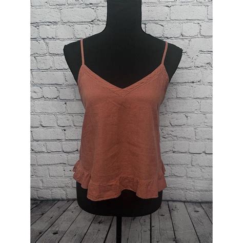 Aerie Linen Spaghetti Strap Flowy Cropped Tank Depop