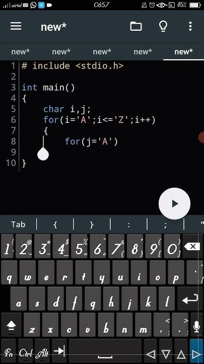 Print Char Pattern Use Nasted For Loop In C Programing Language Youtube