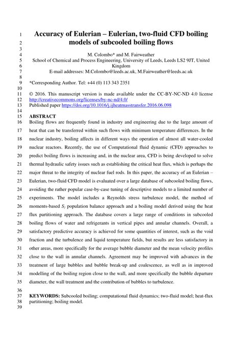 Pdf Accuracy Of Eulerian Eulerian Two Fluid Cfd Boiling Models Of