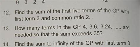 12 find the sum of the first five terms of the gp with first term 3 and