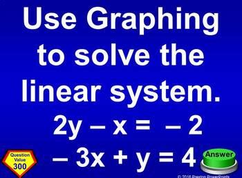 Alg Quiz Game Show Solving Systems Of Linear Equations In A PowerPoint