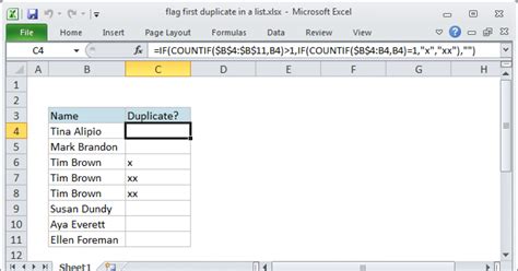 Flag First Duplicate In A List Excel Formula Exceljet