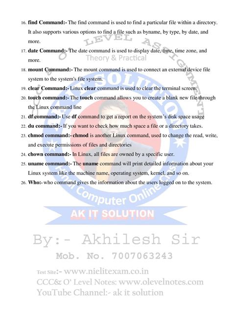 Linux Command O Level Notes