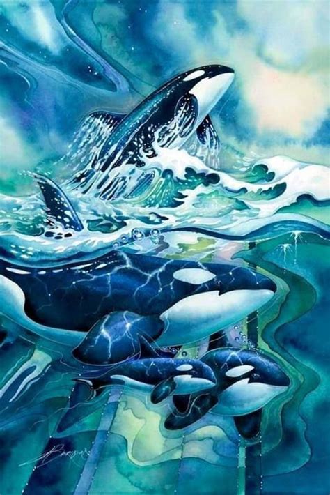 Quadro Pintura Baleias Orca Kiart Quadros Quadro Decorativo Magazine Luiza