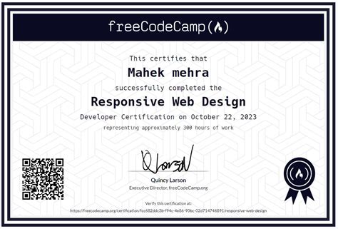 Completed Responsive Web Design Certification Offered By Freecodecamp