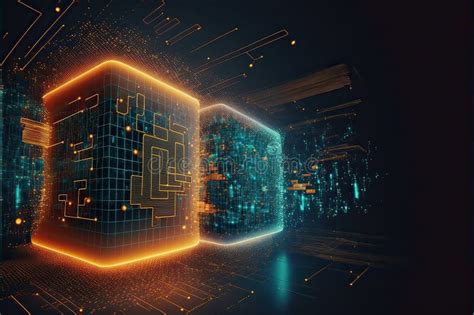 Big Data Technology Computer Abstract Hardware With Glowing Lights Ai Generated Stock