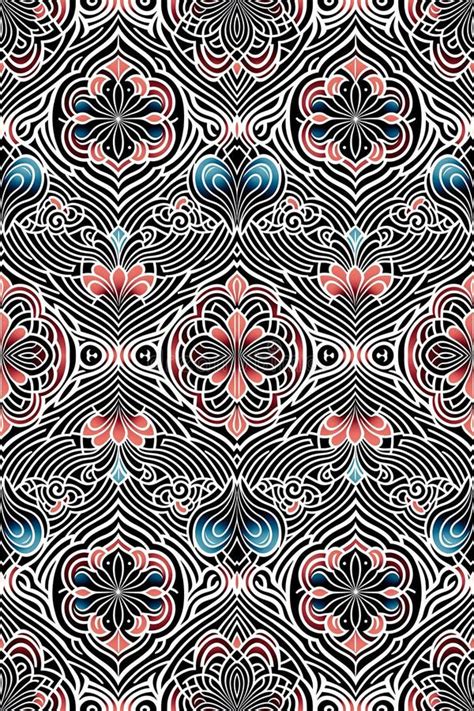 Regular Cool Pattern Of Abstract Strokes And Shapes In Retro Style Generative Ai Stock