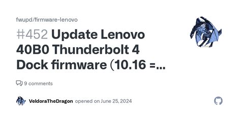 Update Lenovo 40b0 Thunderbolt 4 Dock Firmware 1016 1018 · Issue
