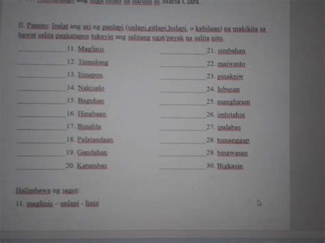 II Panuto Isulat Ang Uri Ng Panlapi StudyX