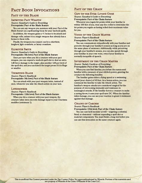 Warlock Expanded Invocation List Rdndhomebrew