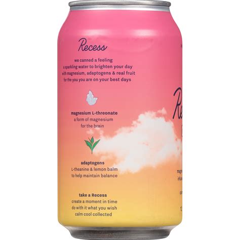 Recess Sparkling Water Infused Mood Raspberry Lemon 12 Fl Oz