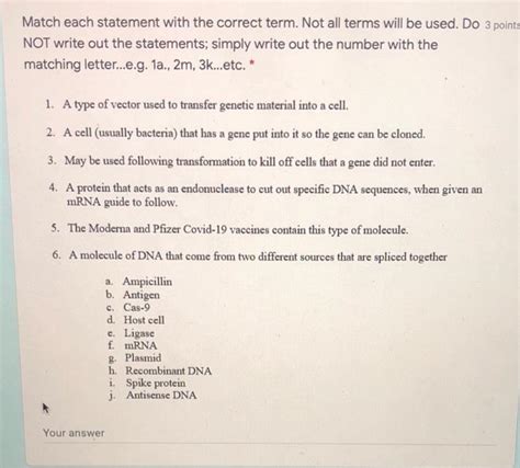 Solved Match Each Statement With The Correct Term Not All Chegg Com
