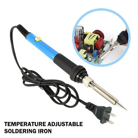 ชุดหัวแร้งเชื่อมโลหะแบบปรับอุณหภูมิได้ 60w หัวบัดกรีสำหรับเปลี่ยน 5 หัว Shopee Thailand