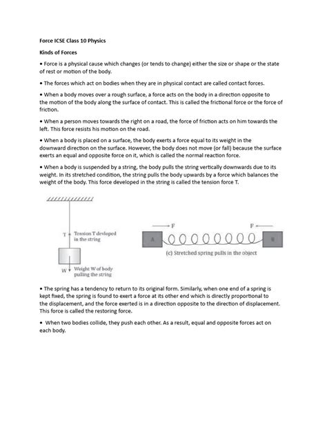 Force Icse Class 10 Physics Pdf Force Momentum