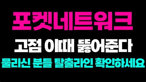 포켓네트워크 고점 이때 뚫어준다 Youtube