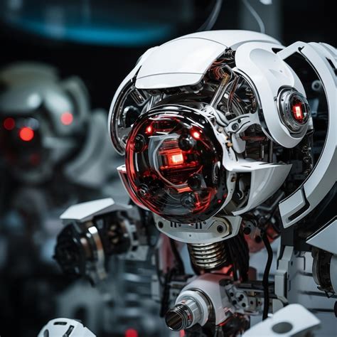 Premium Photo Futuristic Robot With Digital Intelligence And Recognition Technology Fully