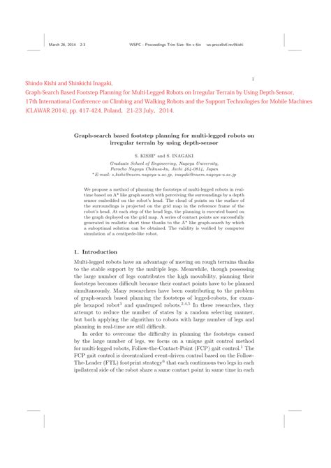 Pdf Graph Search Based Footstep Planning For Multi Legged Robots On