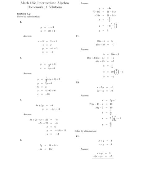 Math 135 Intermediate Algebra Homework 11 Solutions