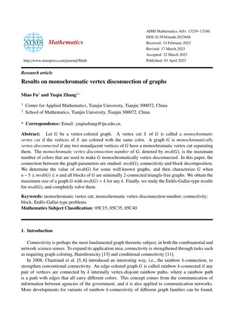 Pdf Results On Monochromatic Vertex Disconnection Of Graphs